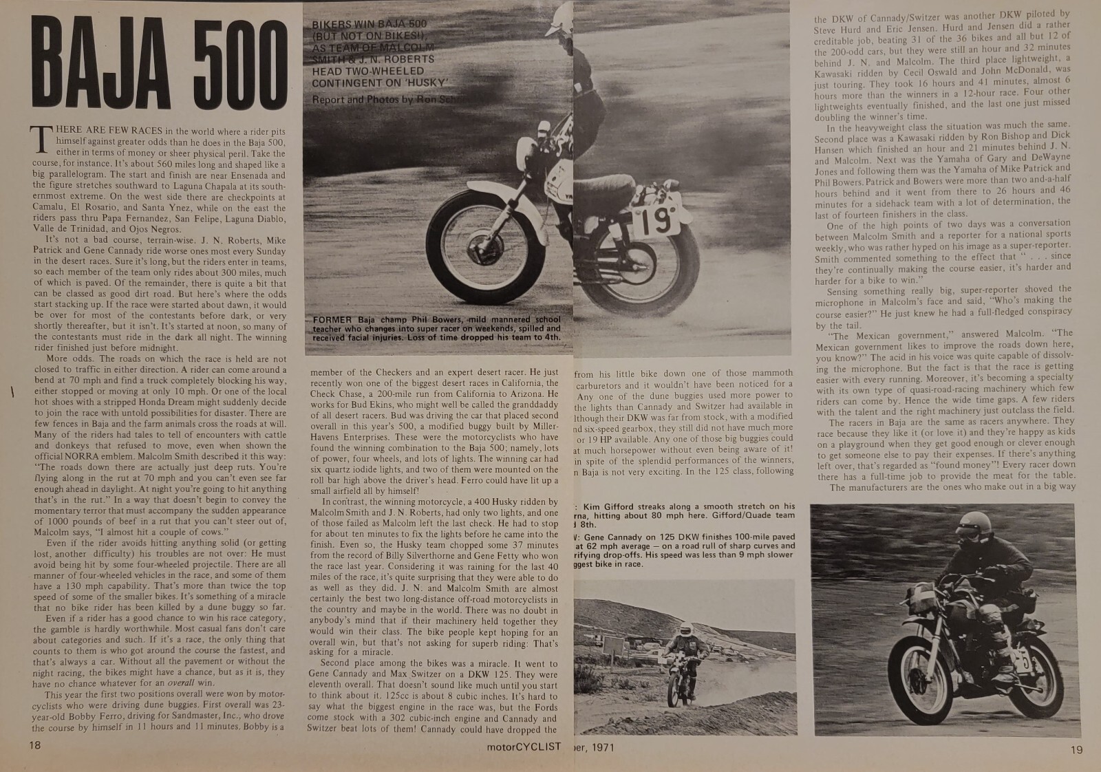 1971 Baja 500 Motorcycle Race 3p Article Phil Bowers Canaday DKW ...