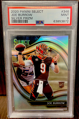 2020 Panini Select Field Level Silver Prizm Joe Burrow #346 PSA 9 MINT ...