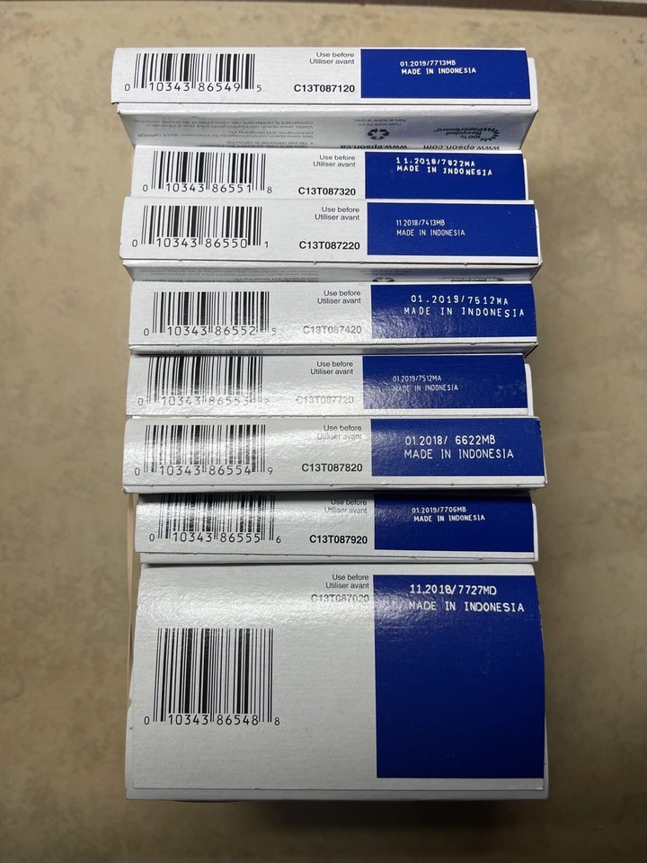 2018-2019 GENUINE SET 11 EPSON T0870-T0879 #87 INK STYLUS PHOTO R1900 ...