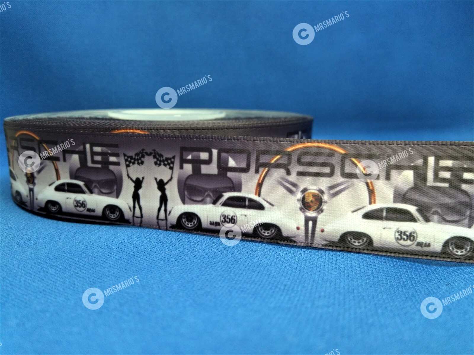 Porsche style sports cars themed satin cake/craft/hair ribbon ...