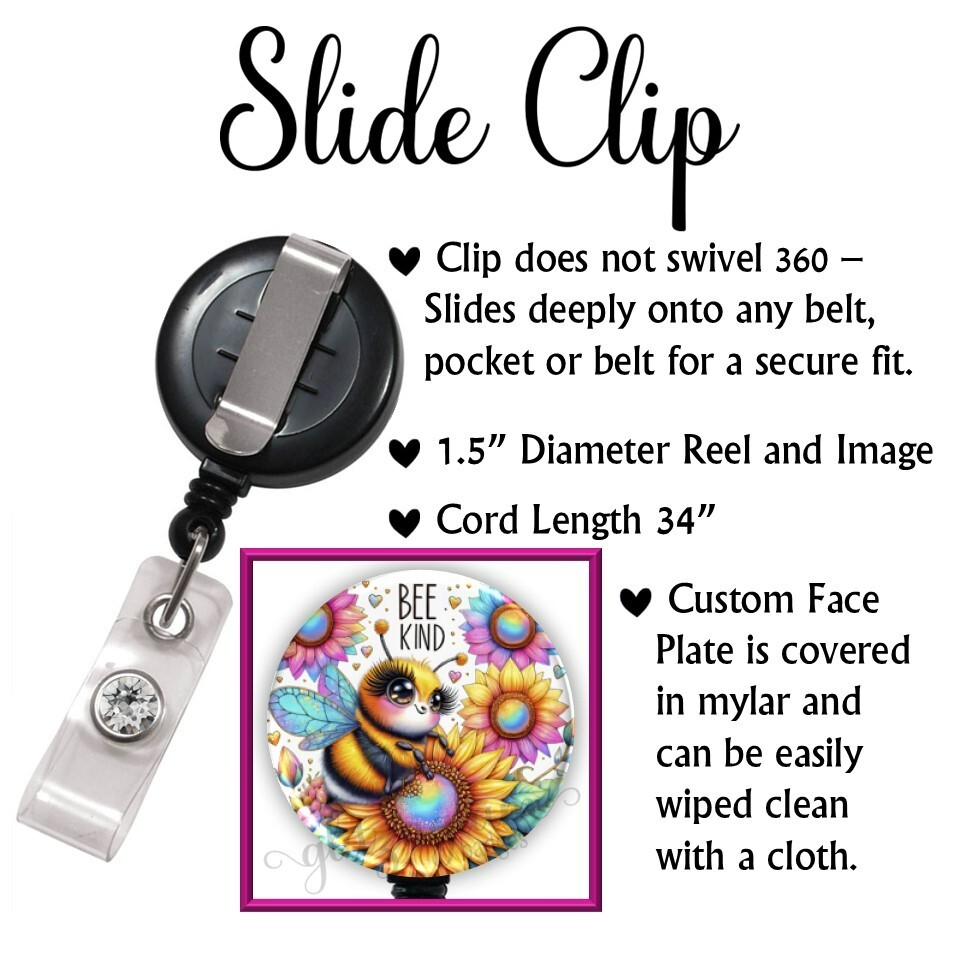 Bee Kind Retractable Badge Holder, Inspirational Flower Badge Reel ...