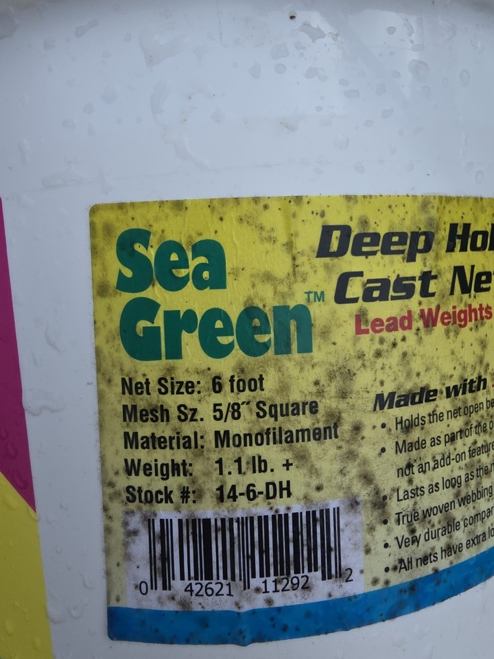 Betts Cast Net 6ft Deep Hole Sea Green Gizzard Shad Striper Fishing ...