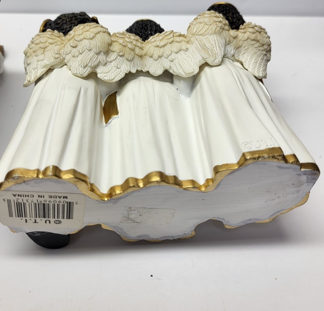 Cute United Treasures Inc African Cherub Figurine Trio in White Gold ...