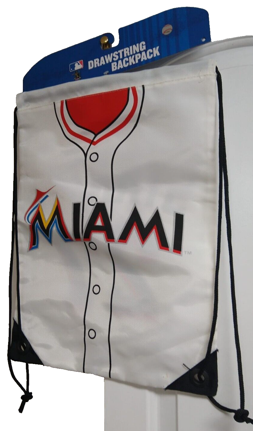 MLB MIAMI STANTON MARLINS 27 DRAWSTRING BACKPACK LAUNDRY BAG CAMP BEACH ...