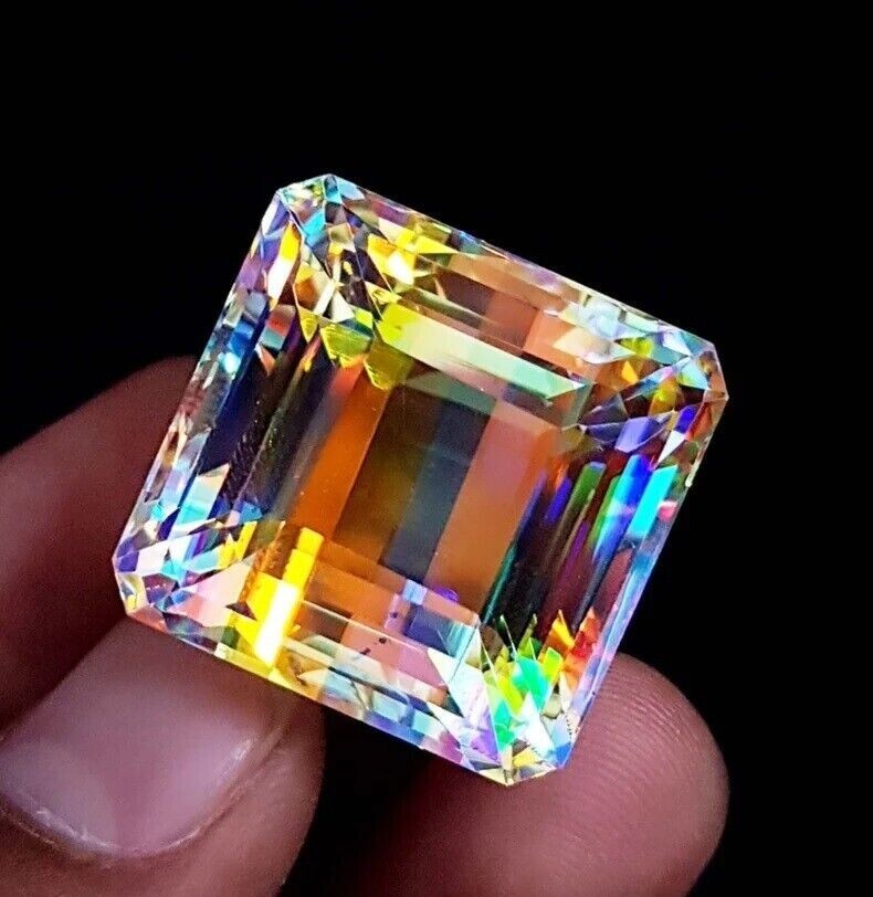 AAA+ 59.8 Ct. Large Mystic Topaz Bi- Color Square Cut Loose Gemstone ...