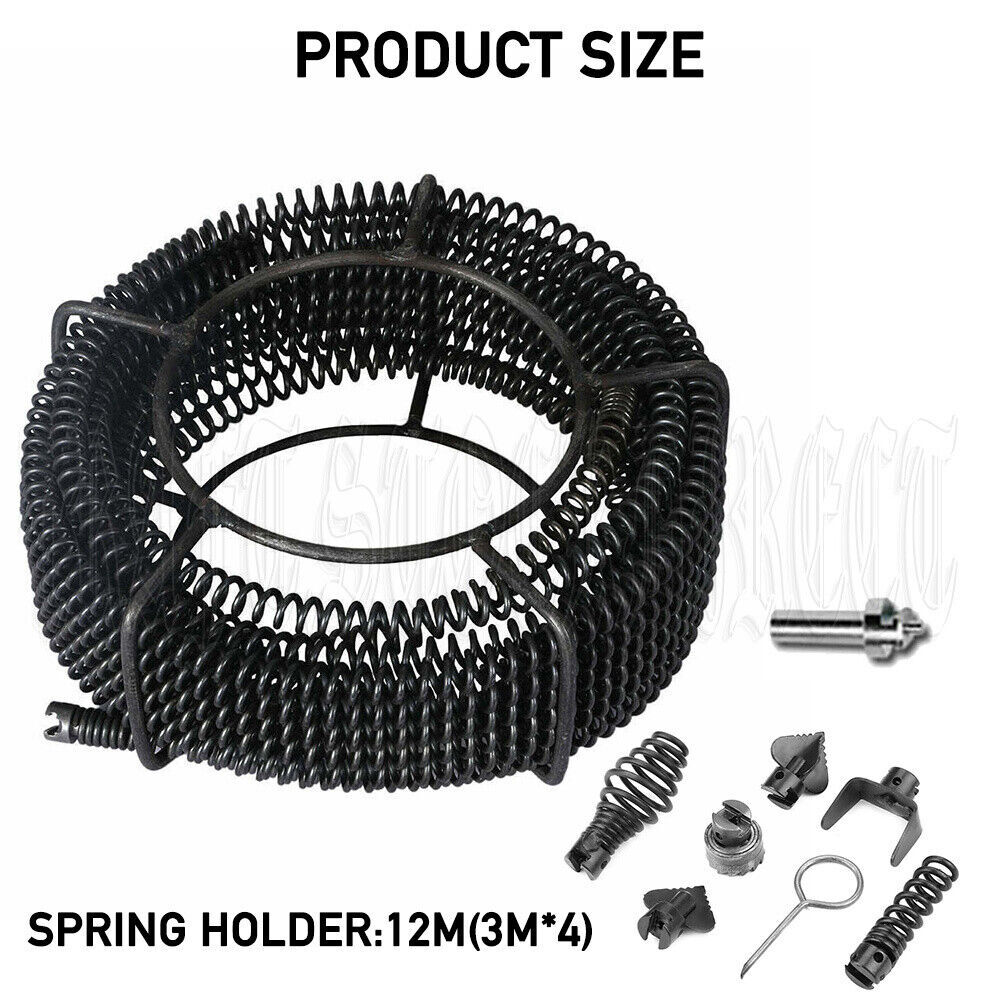 Plumber Drain Snake Pipe Cleaner Pipeline Sewer 12M + 6 Drill Bit Tool ...