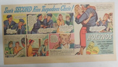 Kolynos Toothpaste Ad: Sue's Kiss Torpedoes Chris ! from 1940's 7.5 x ...