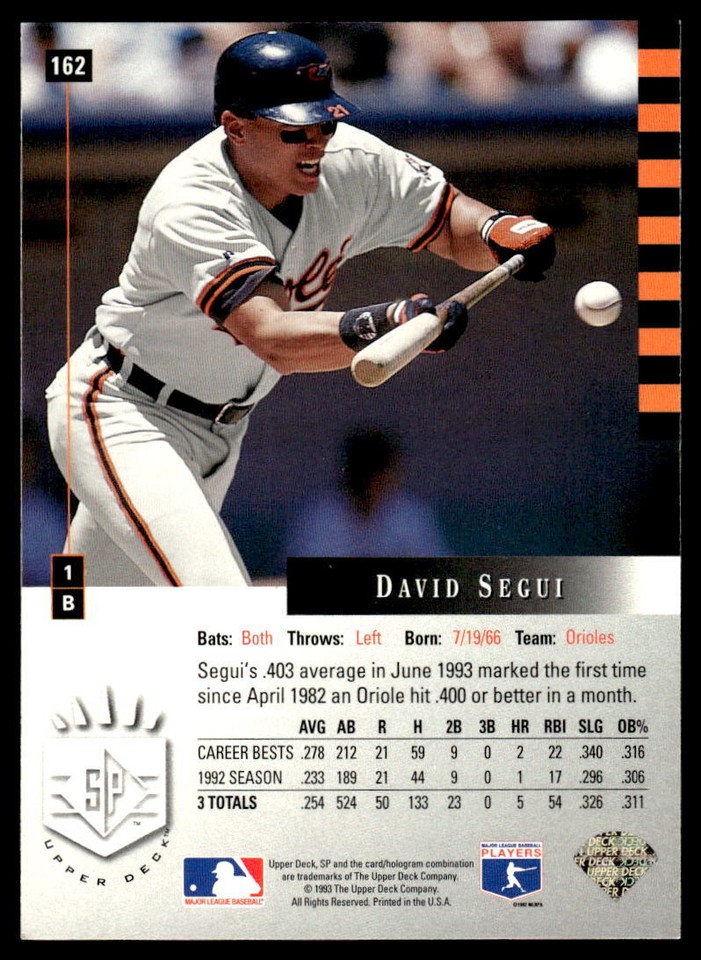 David Segui #162 1993 SP Baltimore Orioles | eBay