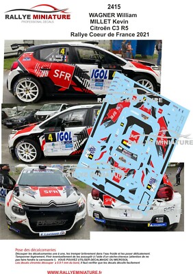 DECALS 1/24 REF 2415 CITROEN C3 WAGNER RALLYE COEUR DE FRANCE 2021 ...