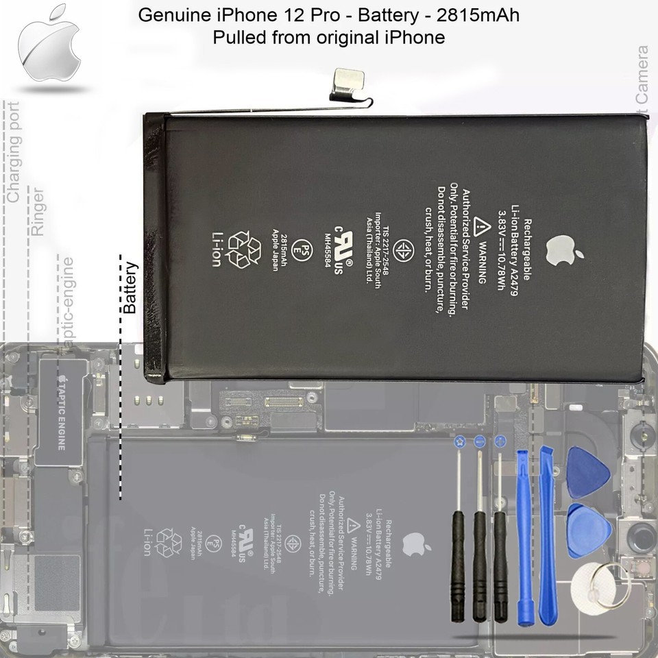 Genuine Original Apple iPhone 12, 12 Pro Battery A2479 2815mAh + Tools ...