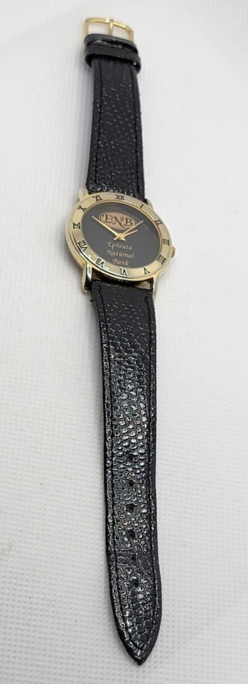 Mens Time Cal ENB Ephrata National Bank Advertising Dress Gold Tone ...