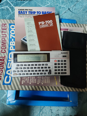 Vintage CASIO PB-700 with aging LCD and OR-4 cards with manual and box ...