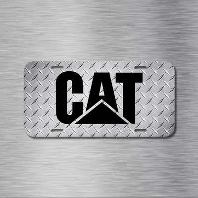 Caterpillar CAT Black Simulated Diamond Plate License Front Auto Tag | eBay