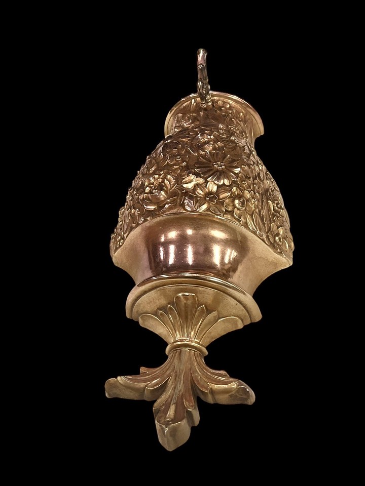 2 VTG SYROCO HOLLYWOOD REGENCY GOLD/ COPPER COLOR ORNATE WALL WATER ...