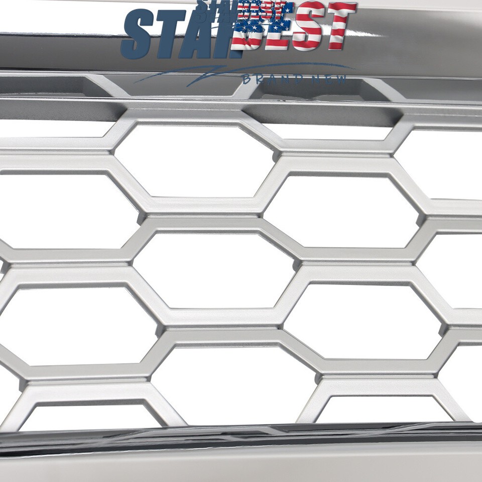 Front Grille Fit For Chevrolet Silverado 1500 2014-2015 Chrome+Silver ...