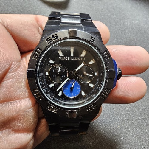 Vince Camuto Quartz Watch VC/1009BLBK The Master Blue Aluminum Black ...