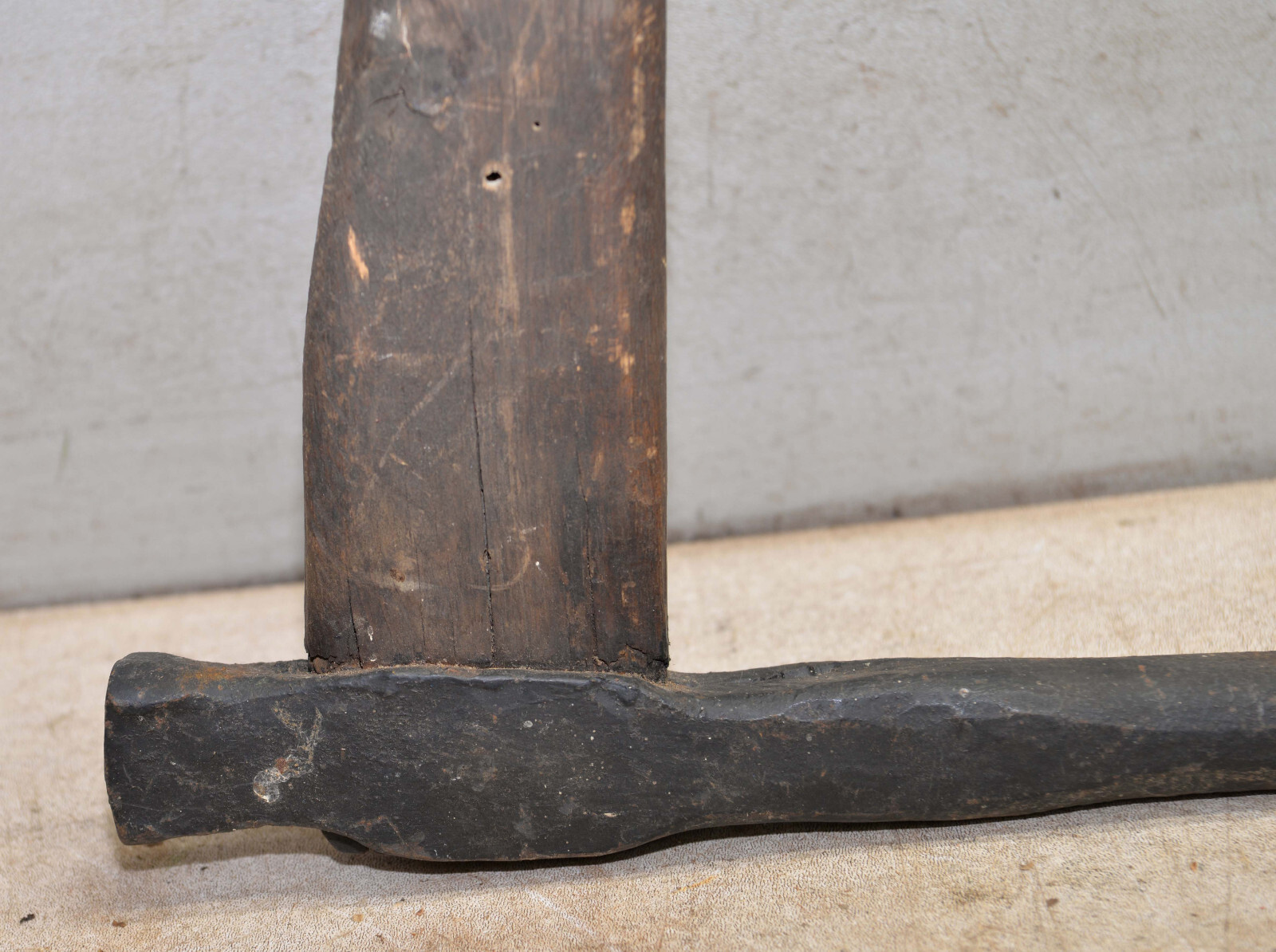 Rare antique long nose mortise axe collectible mining pick blacksmith ...