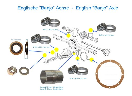 FORD Escort MK1 rear axle - rebuild kit complete for english Banjo axle ...