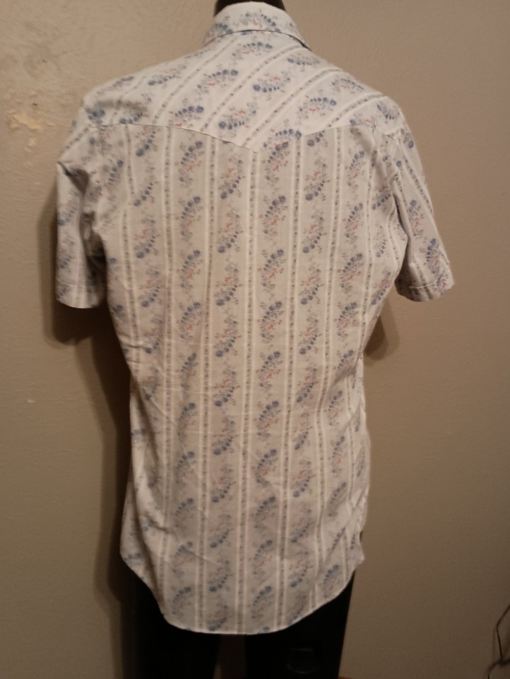 Vintage Western Pearl Snap Shirt Medium Floral Print Cavenders ...