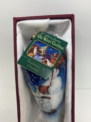 Merck Familys Old World Christmas Wreath Glass Ornament Painted Inside ...