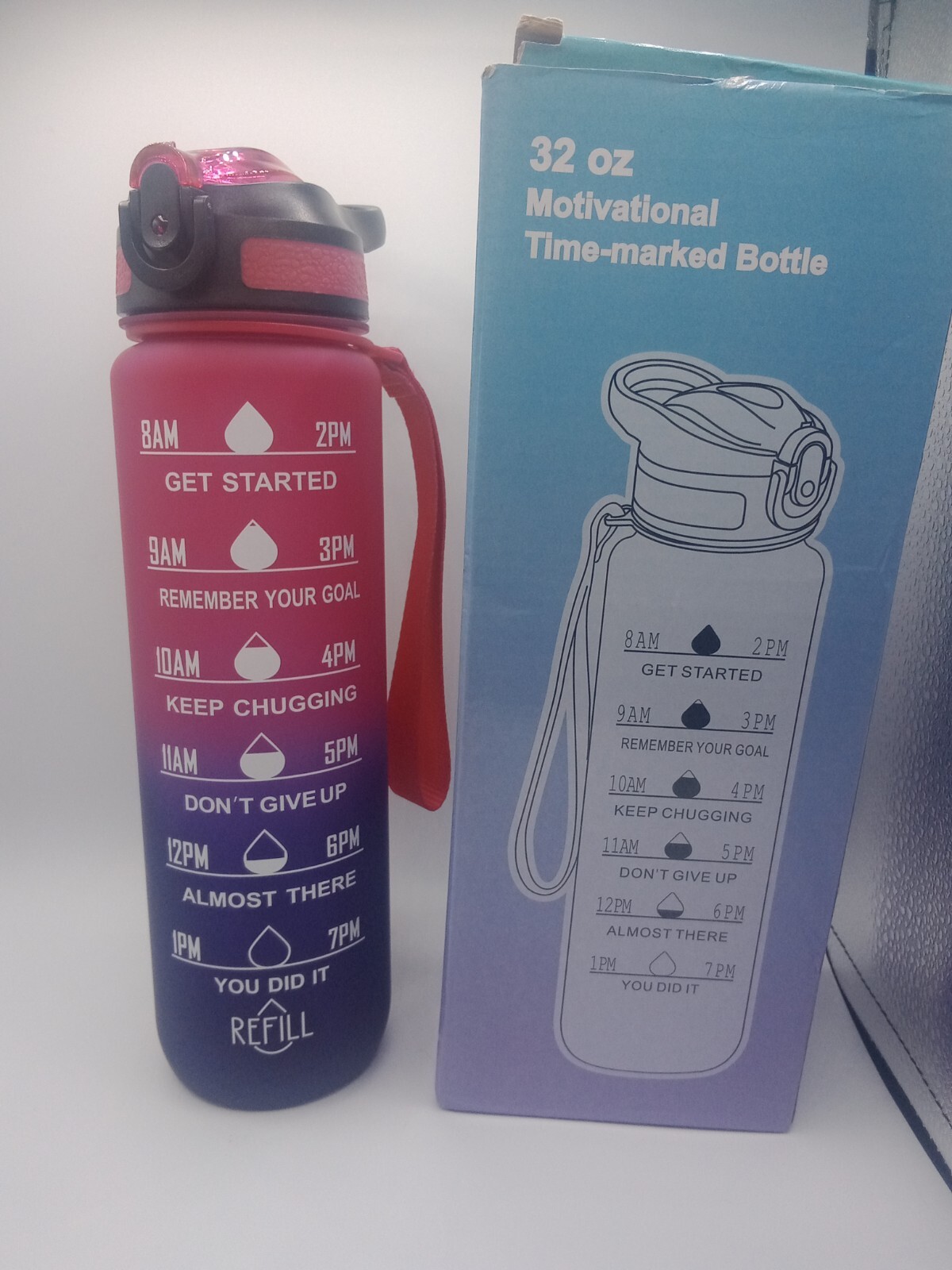 Sports Motivational Drinking Water Bottle Time Marker 32 Oz With ...