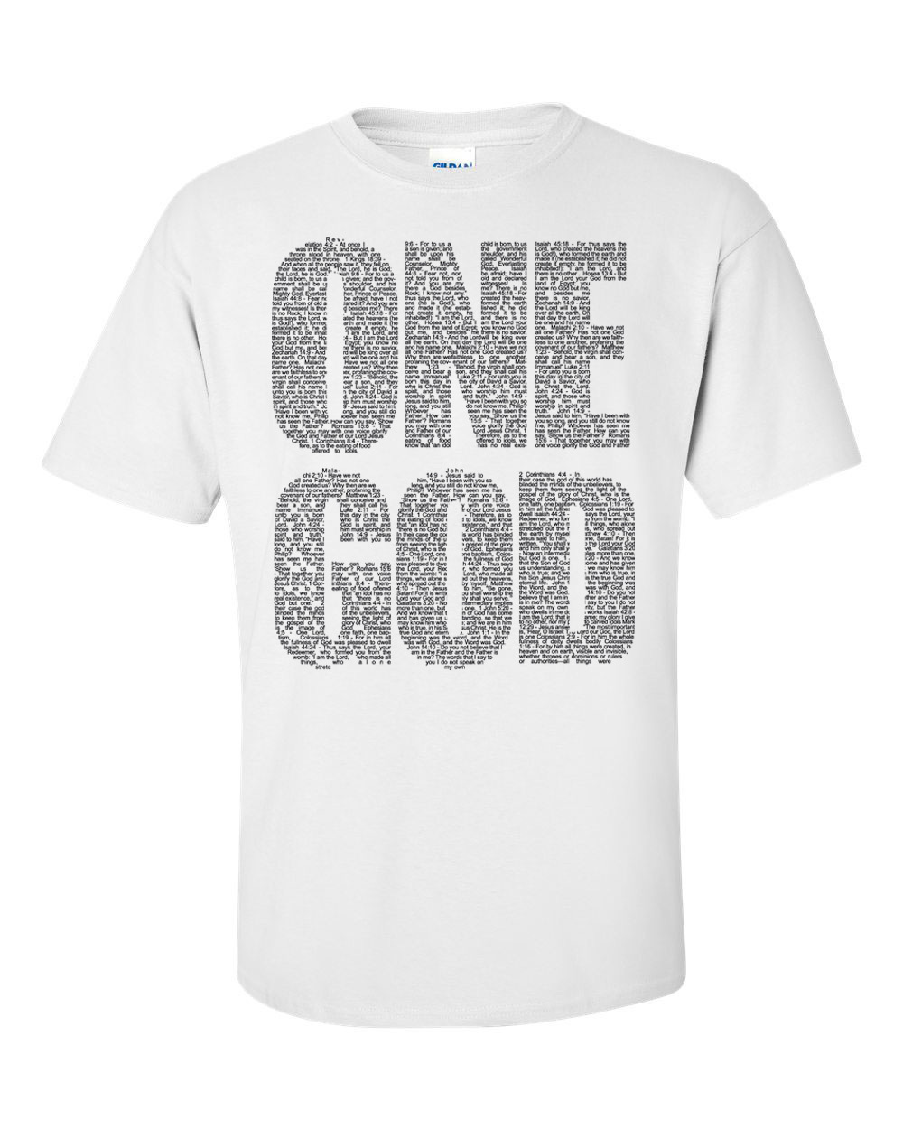 ONE GOD Scripture Bible Verse Print Christian BLACK PRINT Men's Tee ...