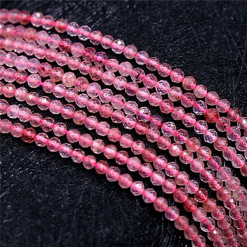 1 Strand 3mm Pink Strawberry Crystal Round Micro Faceted Loose Beads 15inch QT85 | eBay