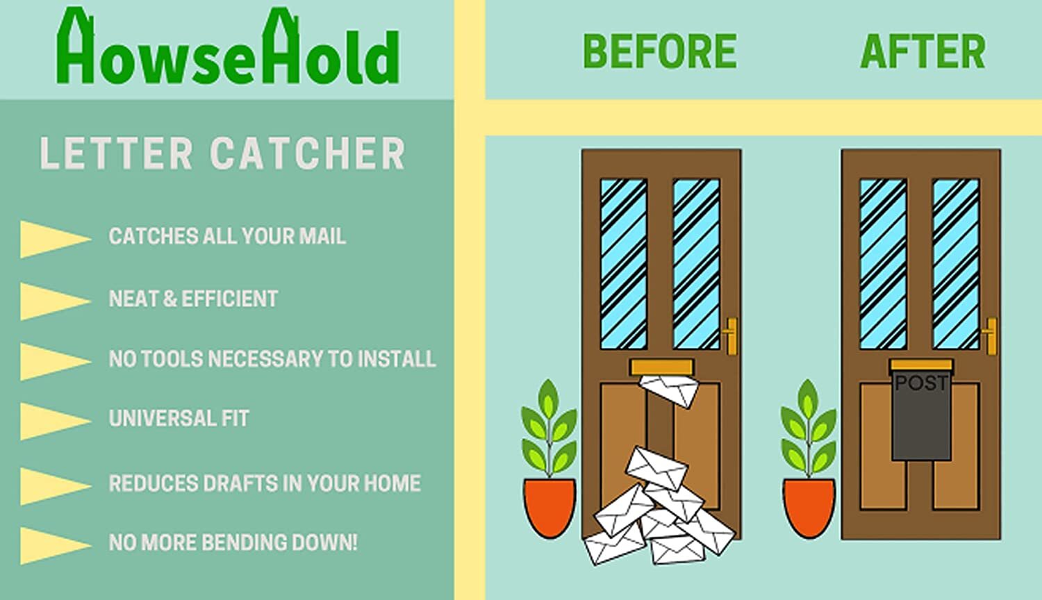 Post and Letter Catcher Bag [ Door Letterbox Cage Mail Catcher ] BLACK ...