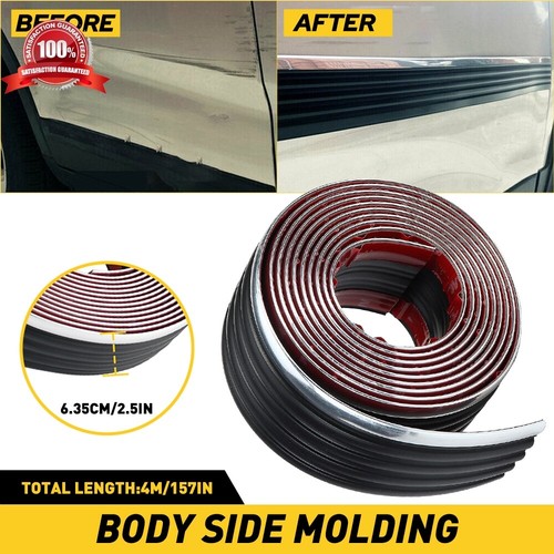 4M Universal Body Side Molding Trim Strip Black & Chrome For Cars ...