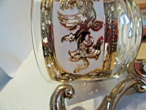 Hollywood Regency Gold Glass Martini Pitcher and Nine (9) Handled ...