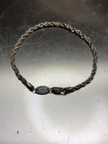 Oroamerica Sterling Silver 925 & 14K Gold Accented Rope Chain Bracelet ...