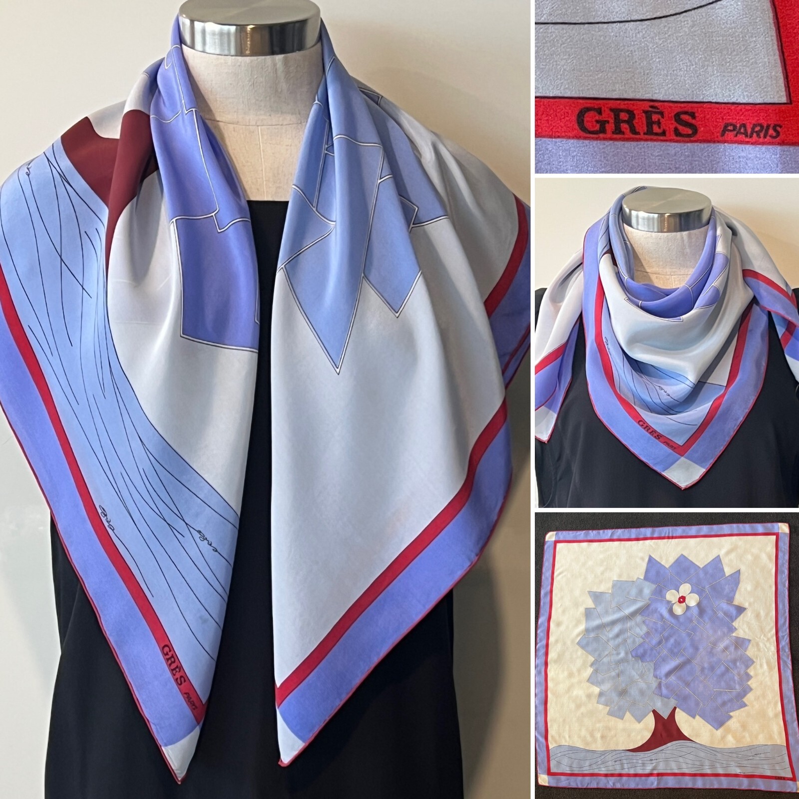 GRES Paris Authentic Cornflower Tree Silk Crepe de Ch… - Gem