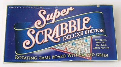 Super Scrabble Deluxe Edition Rotating Game Board & Raised Grid ...