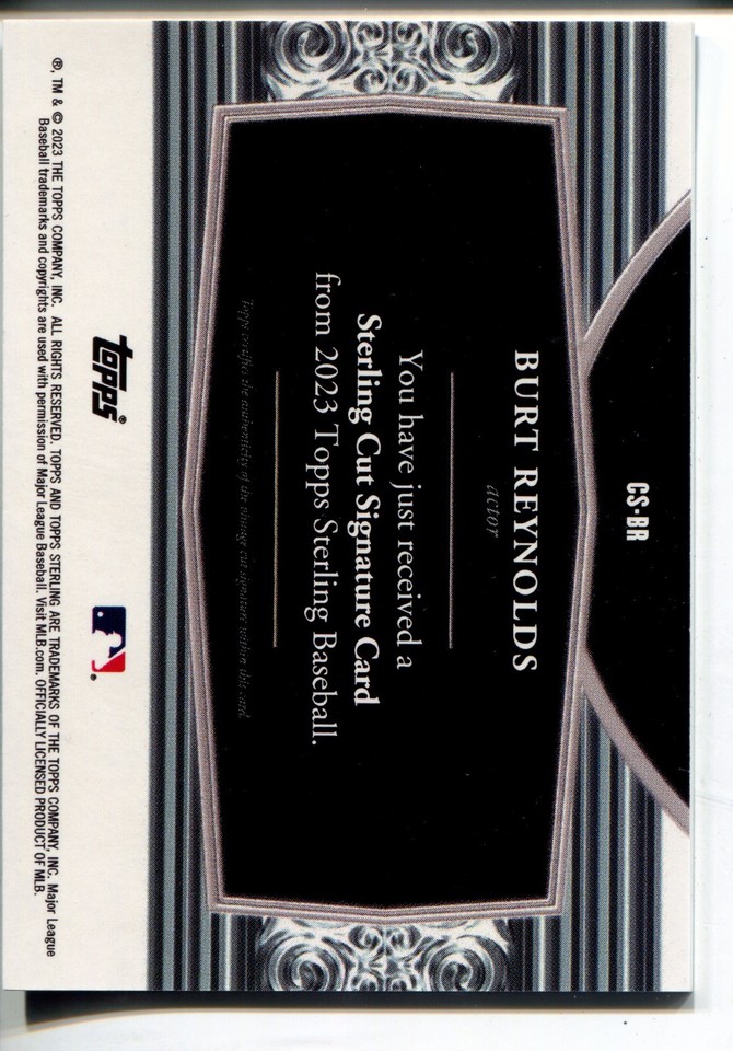 2023 TOPPS STERLING BASEBALL BURT REYNOLDS CUT SIGNATURE CARD AUTOGRAPH ...