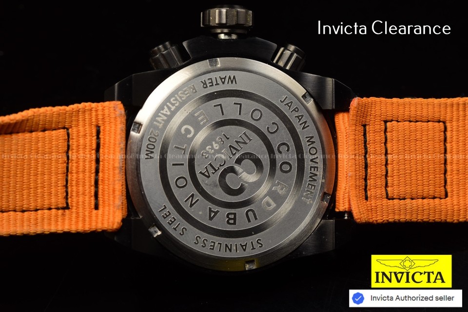 Invicta CORDUBA Men's 50mm Chronograph Black Dial Orange Tone Leather ...