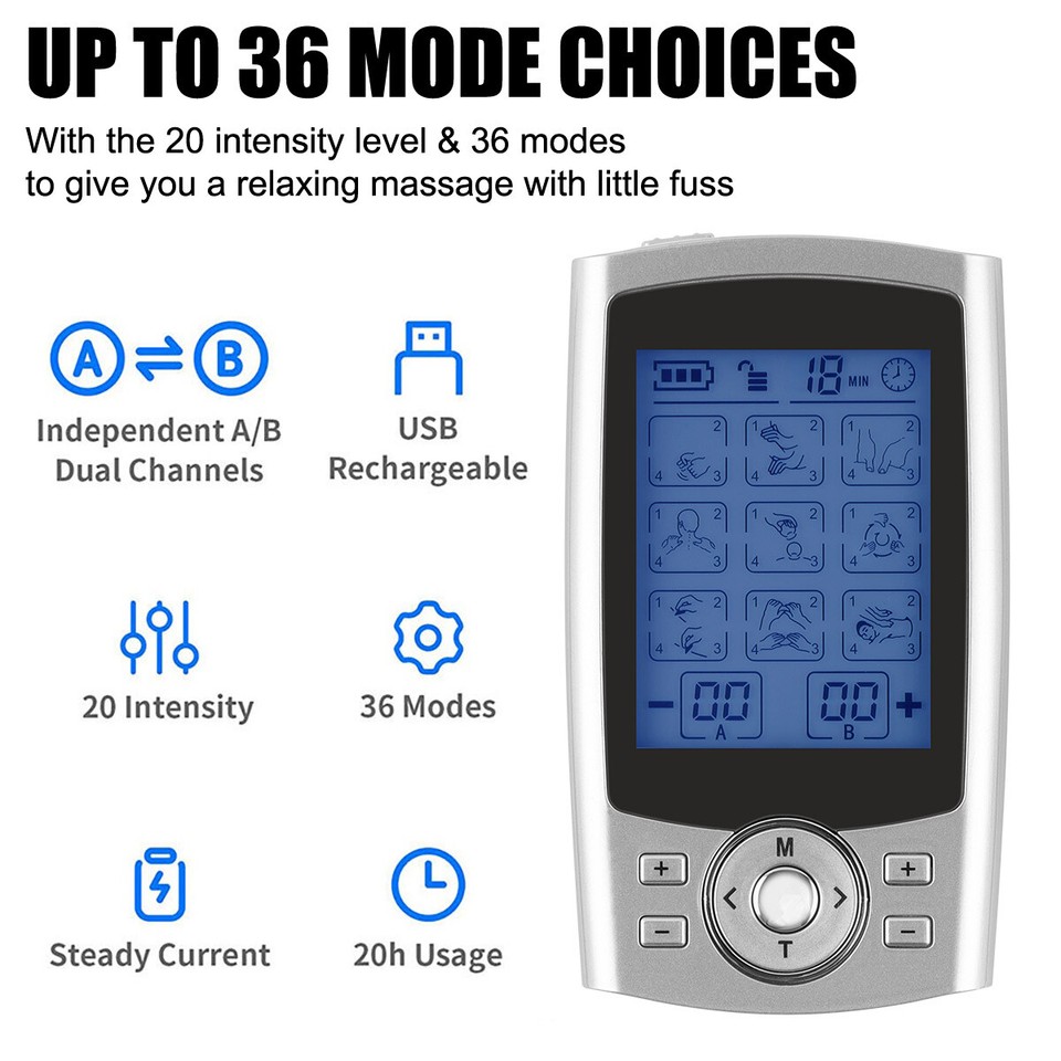 Tens Unit Muscle Stimulator Machine Pulse Massager Therapy Pain Relief ...