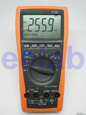VC99+ 5999 Auto multimeter current volt tester R C analog bar temp buzz ...