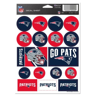 NEW ENGLAND PATRIOTS 17 LOGO VINYL STICKER SHEET NEW WINCRAFT 👀 | eBay