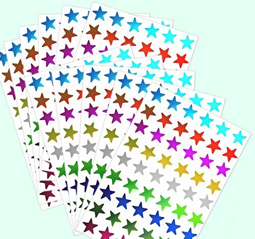 1620 Pack 9 Colors Small Foil Star Stickers for Kids Reward Home School ...