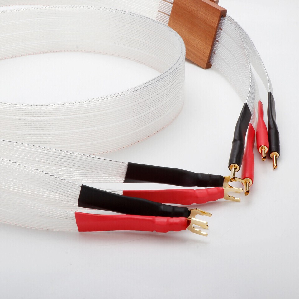 Pair Audiophile HiFi Speaker Cable Loudspeaker Line Spade/Banana Plug ...