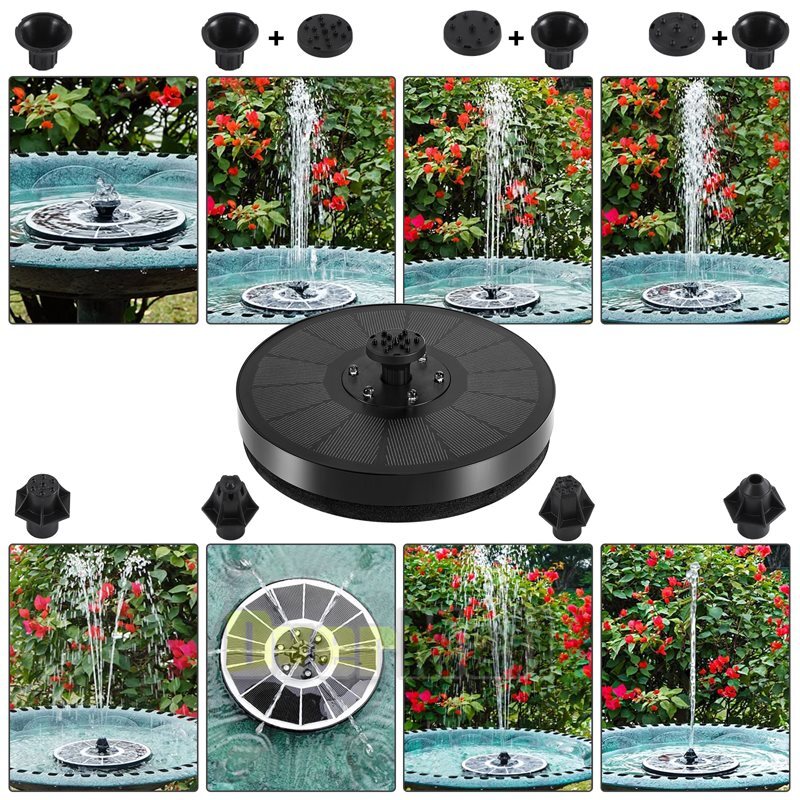 LED Solar Powered Water Fountain Pump 6 LED Bird Bath Floating Garden ...
