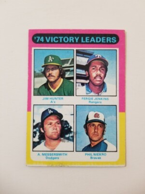 1974 VICTORY LEADERS 1975 TOPPS BASEBALL CARD #310 HUNTER JENKINS ...