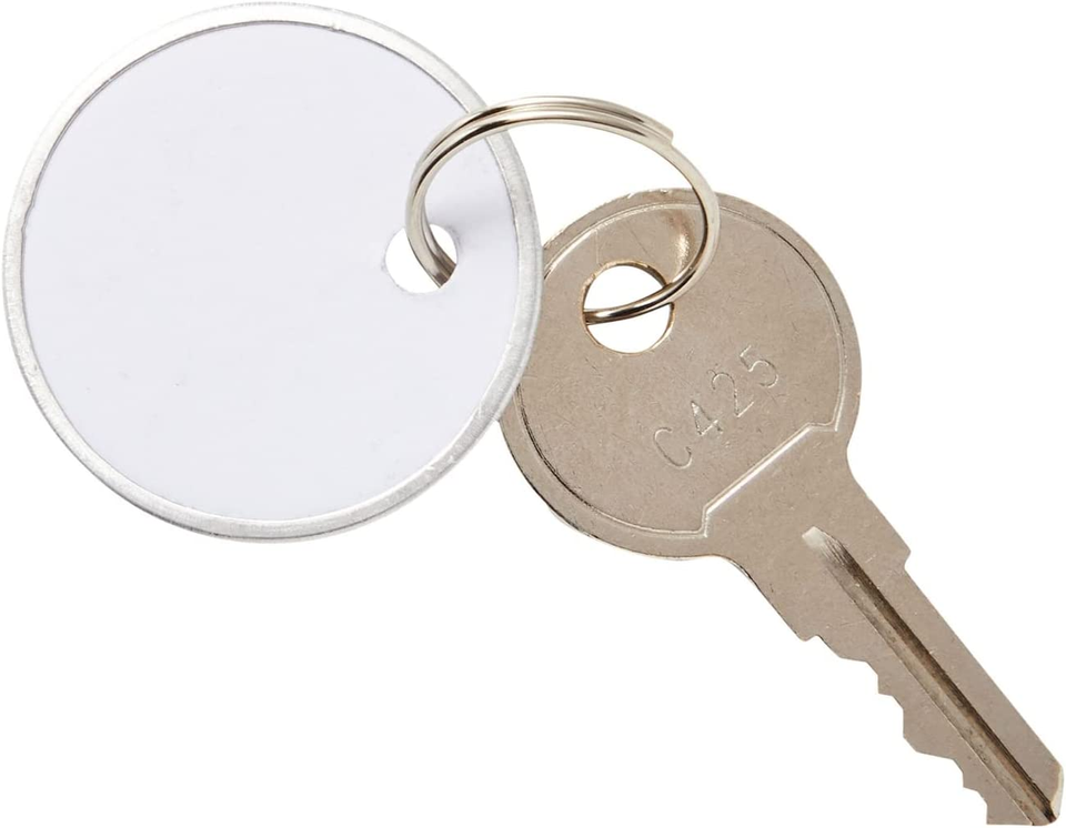100-Pack Paper Key Tags with Metal Rings - 1.2 Inch round Rimmed Split ...