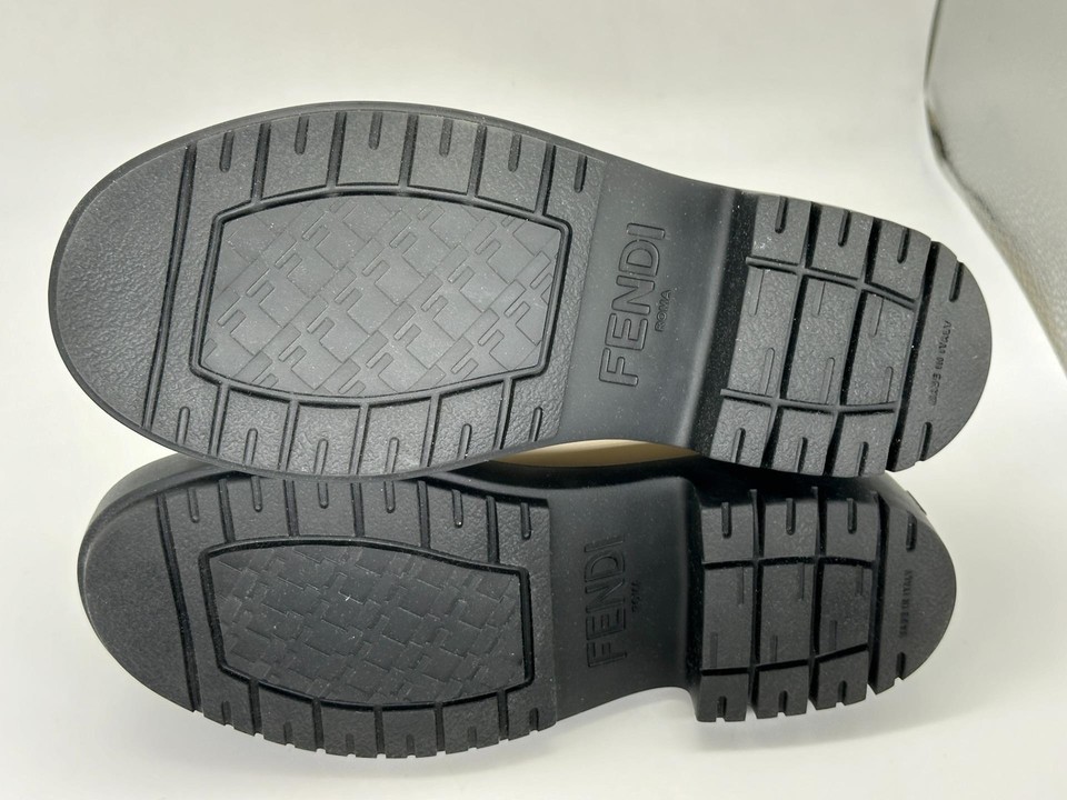 FENDI Fendigraphy Graphy Signature Logo Leather Platform Loafers Shoes ...