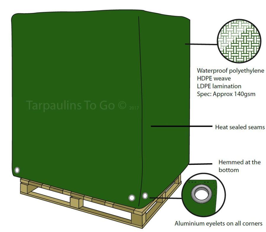 Pallet Cover Tarpaulin Tarp 140gsm Waterproof Fitted Reusable Cover ...