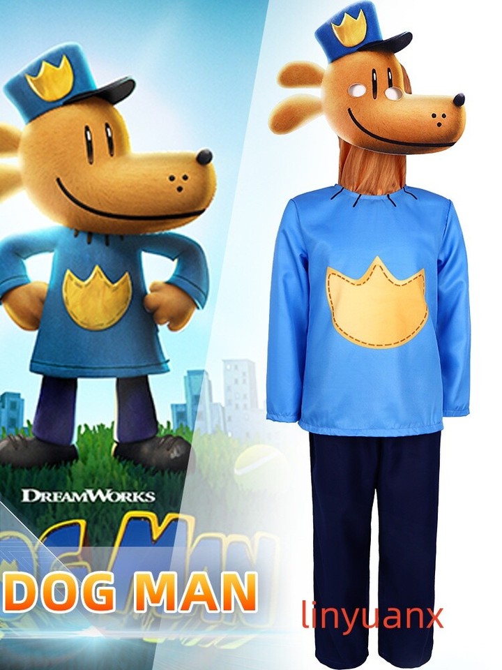 Kids Dog Man Cosplay Costume Jumpsuit Mask Book Week Party Fancy Dress ...
