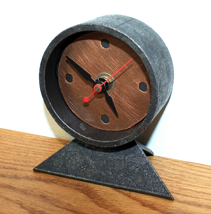 Steven Bronstein Iron & Copper Desk Clock, Industrial, Steampunk, Table ...