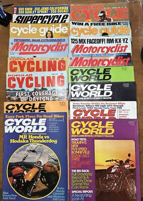 Vintage 1970s Lot 15 Mixed Motorcycle Magazines CYCLE Guide World ...