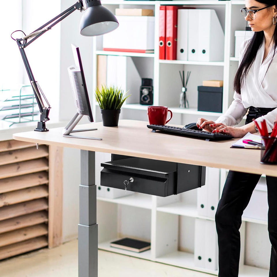 under Desk Drawer 15.7 Inch with Lock and Keys, under Desk Pull Out ...