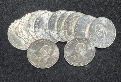 10 VIENTI CINCO SILVER PESOS!UNCIRCULATED BEAUTY’S! 10 TOTAL! MUST SEE ...